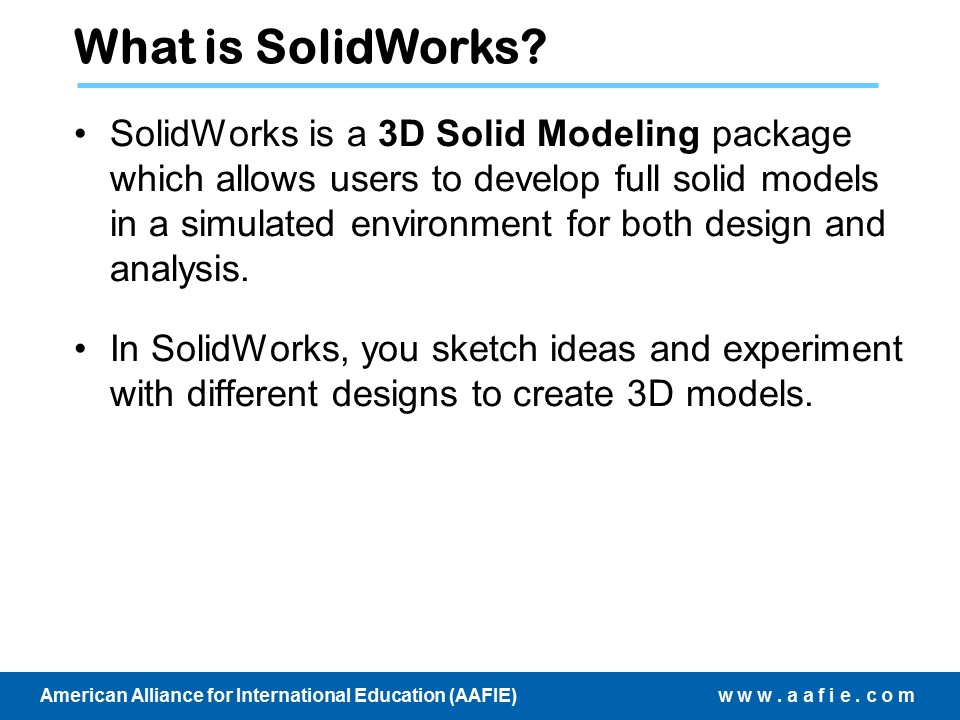 Solidworks - American Alliance for International Education